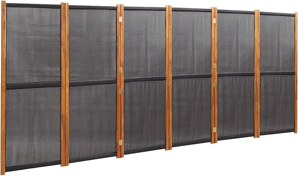 6dílný paraván černý 420 x 180 cm 319182