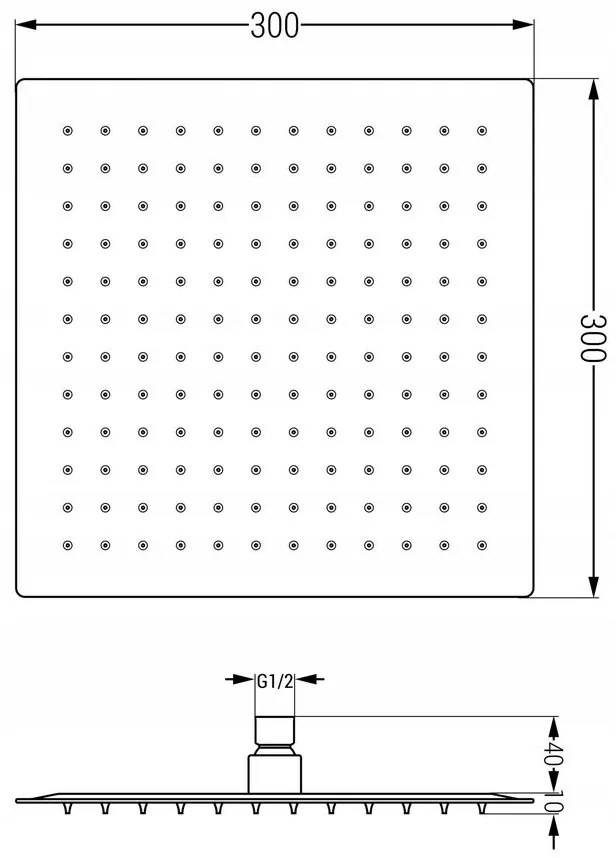 Mexen Sprchová hlavice Slim nerezová 30 x 30 cm, bílá, 79130-20