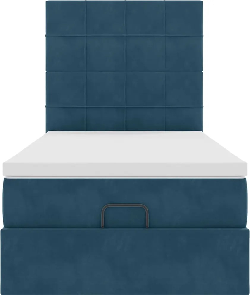 Osmanský rám postele s matracemi tmavě modrá 80x200cm samet 3313437