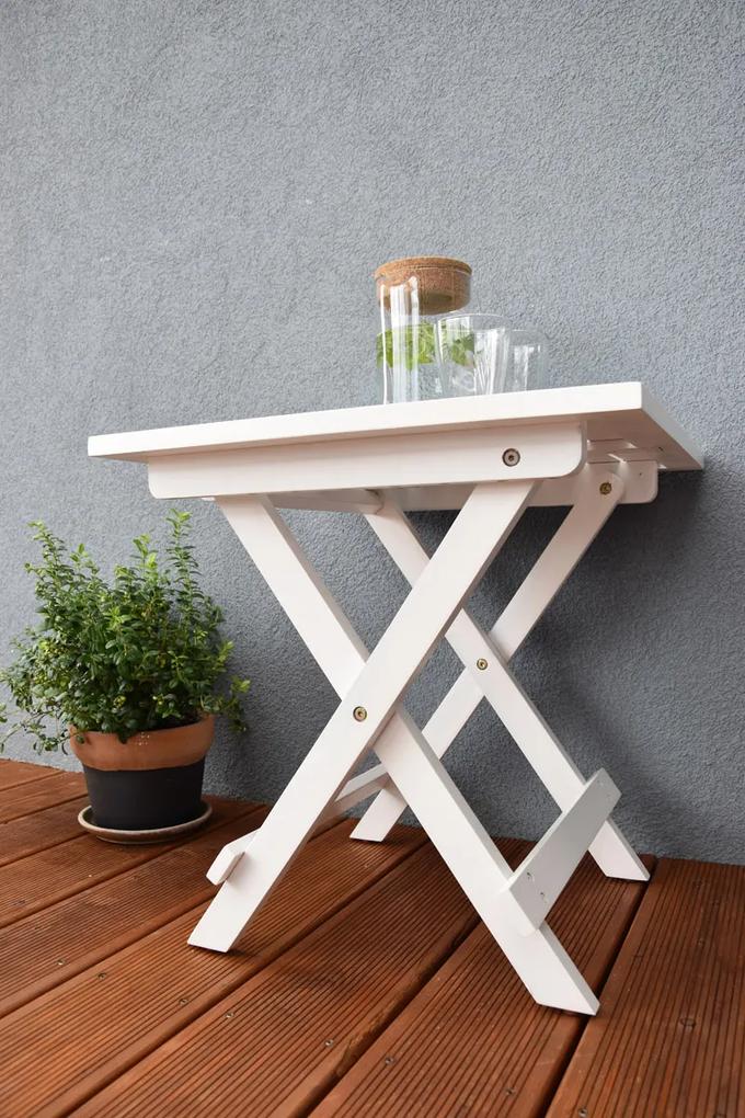 Vingo Dřevěný skládací stolek hranatý – 50 x 50 cm, bílý