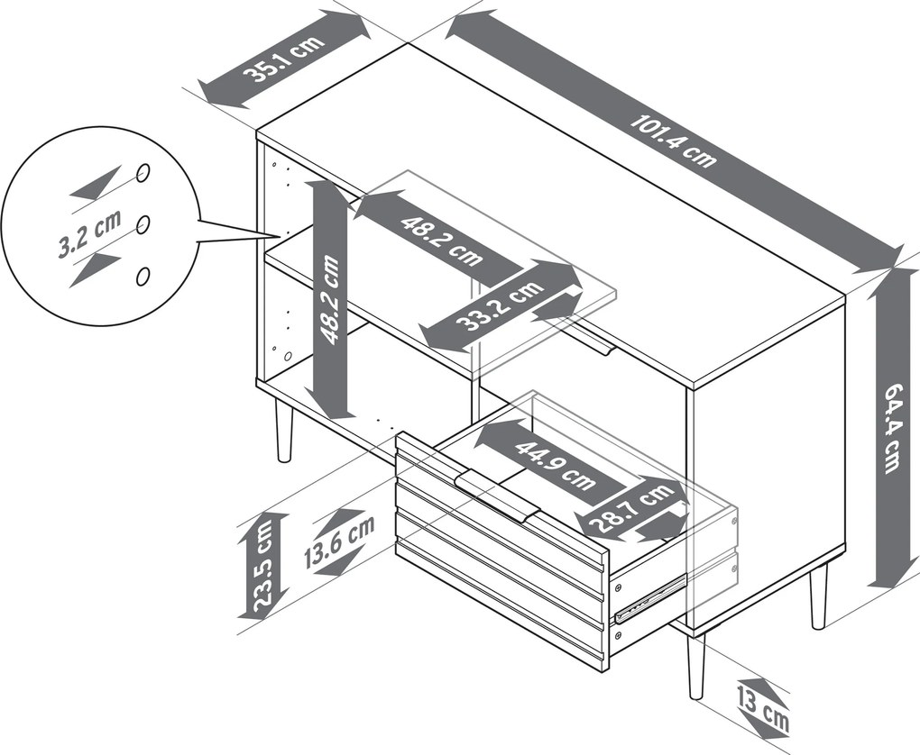 Tchibo - Regál »Baaken« se 2 zásuvkami - barva: černá