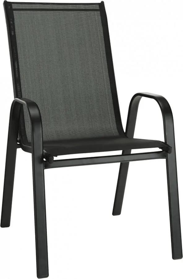Tempo Kondela Stohovatelná zahradní židle ALDERA, tmavě šedá/černý kov