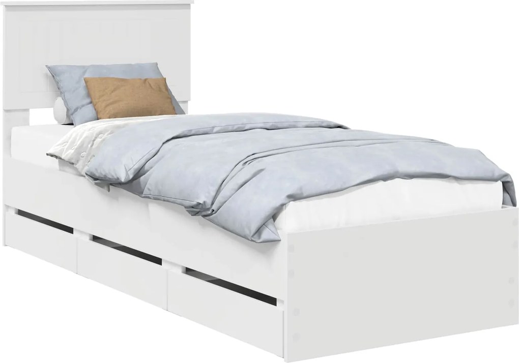 Rám postele se zásuvkou Bílá 75 x 190 cm Inženýrské dřevo 3410756