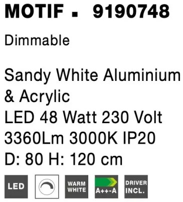 LED lustr Motif 80 bílé stmívatelné