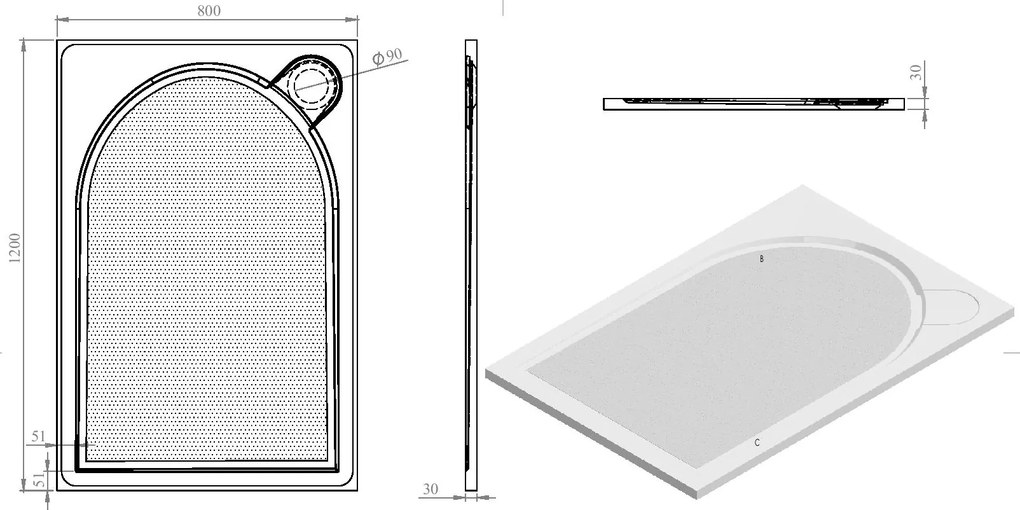 Olsen Spa LAKA 120 x 90 x 3 cm VANKCOBDEL1290 sprchová vanička