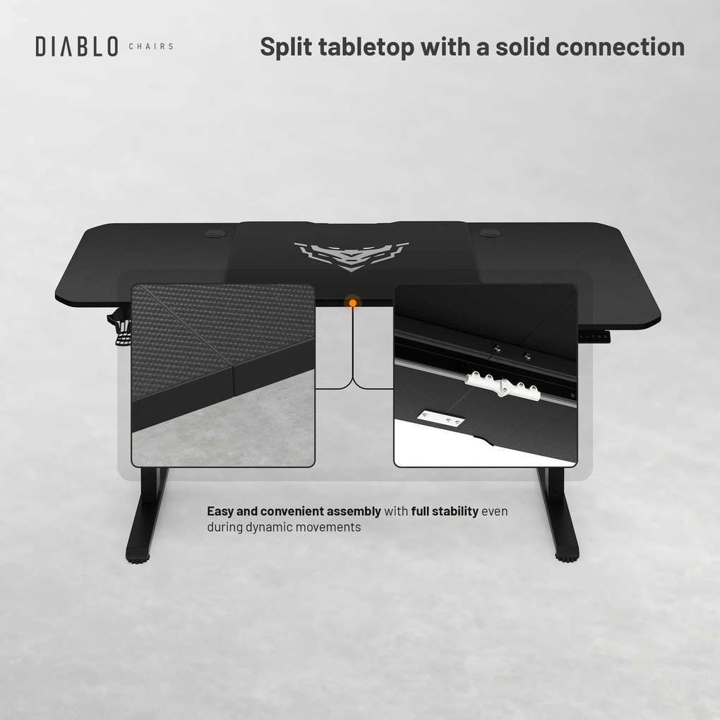 Elektricky výškově nastavitelný stůl 160 cm černý: Diablo X-Tensio 1600