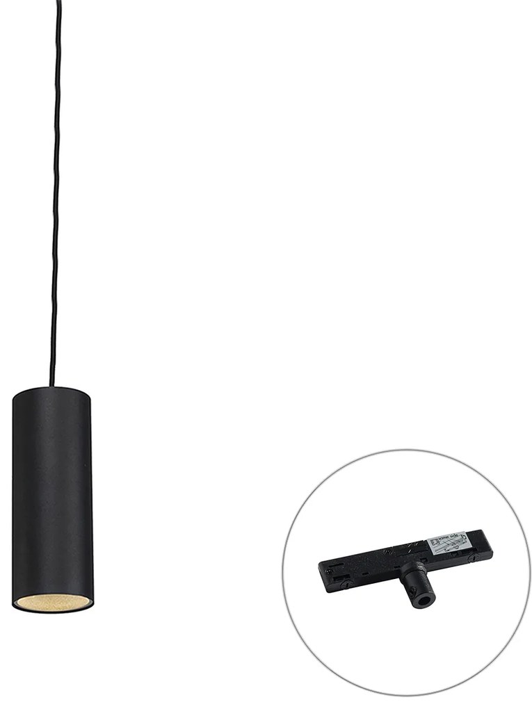 Designové závěsné svítidlo černé vč. 1-fázového kolejnicového adaptéru - Slimline Tubo