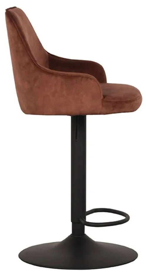 LABEL51 sametová barová židle FENDER tmavě hnědá CM-55.022