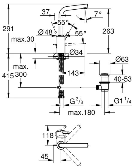 GROHE 23739002 - Umyvadlová baterie CONCETTO 291 mm lesklý chrom