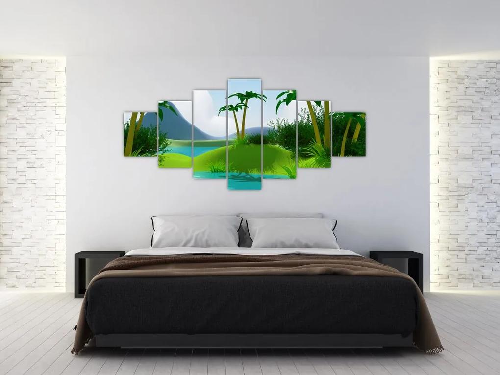 Obraz - Jezera v jungli (210x100 cm)