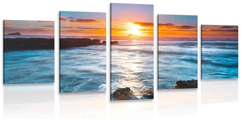 5-dílný obraz romantický západ slunce Varianta: 200x100
