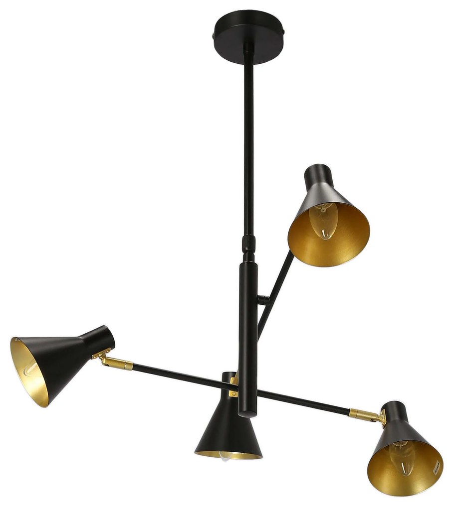 Černo-zlatý závěsný lustr Less pro žárovku 4x E14  - Candellux