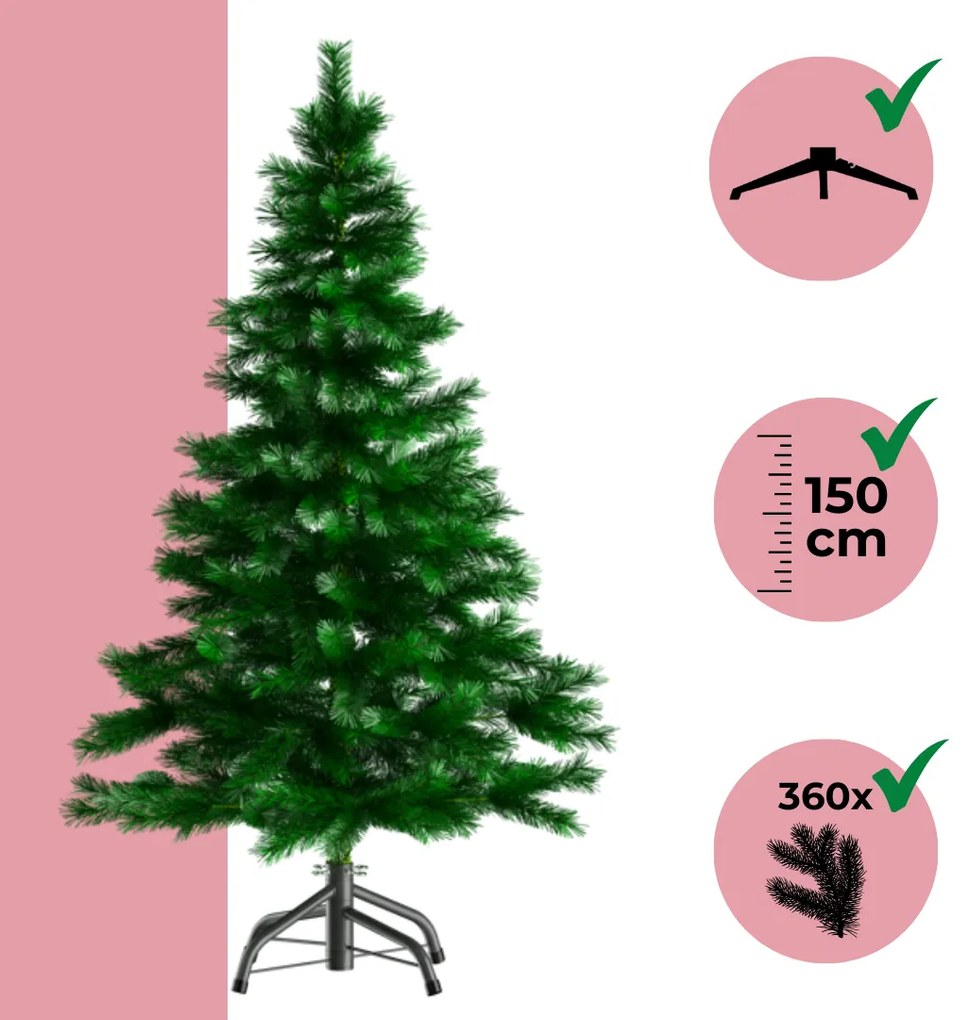Umělý vánoční stromeček RUDOLPH, 150cm, zelená Casaria