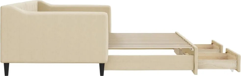 Válenda s přistýlkou a zásuvkami krémová 90 x 200 cm textil 3197466