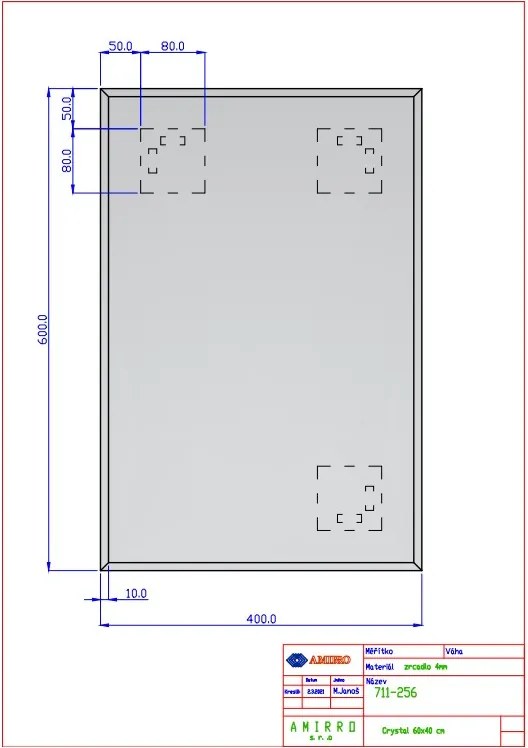 Zrcadlo na zeď do pokoje do ložnice do předsíně a na chodbu do koupelny nalepovací CRYSTAL 40 x 60 cm s fazetou 10 mm 711-256