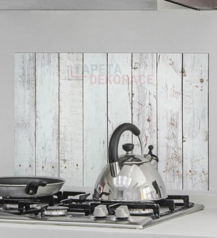 Crearreda samolepicí dekorace do kuchyně, hliníková, za sporák Bellacasa stará bílá prkna, dřevo, palubky 67241 vintage White Wood (47 x 65 cm)