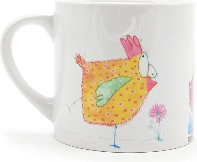 Porcelánový hrnek Slepičky, 200 ml – s ručně malovaným motivem slepiček, český autorský design
