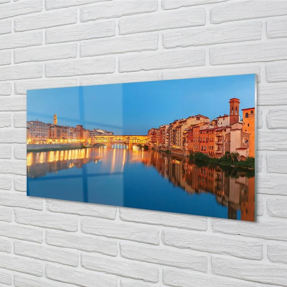 Obraz na skle Italy River mosty budovy v noci 120x60 cm