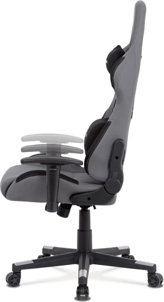 Kancelářská židle houpací mech., plast. kříž, šedá + černá látka – opěrák 90°–180° Šedá