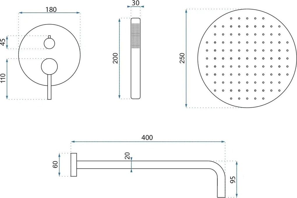 Rea Argon, podomítková sprchová souprava + BOX, měděná matná, REA-P4330