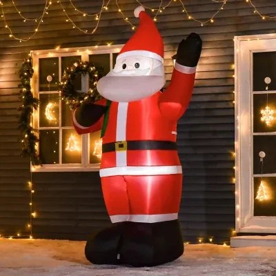 HOMCOM Nafukovací vánoční dekorace Santa Claus 2,4 m