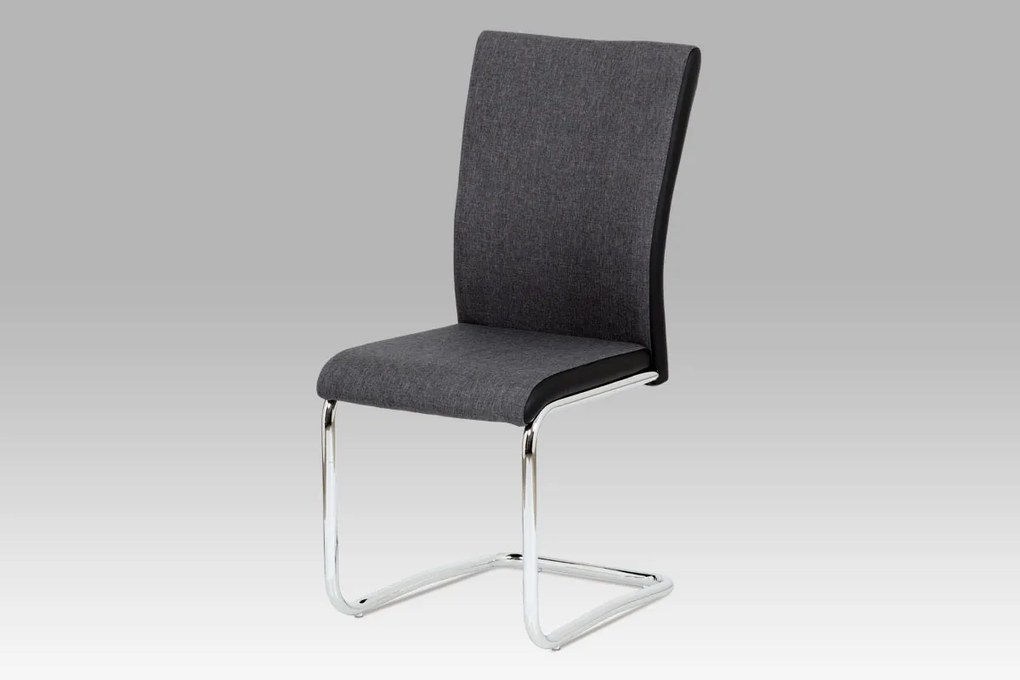 Artium Jídelní židle šedá látka + černá koženka / chrom - HC-369 GRBK2
