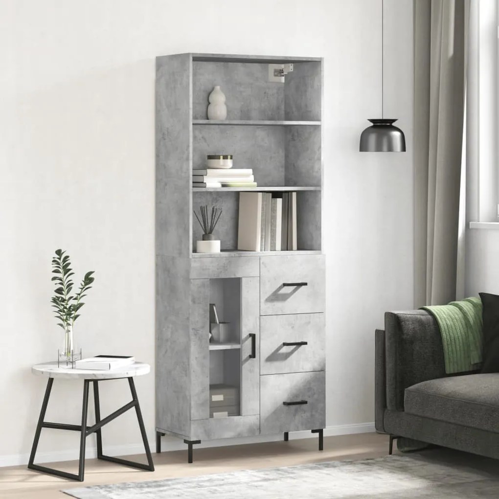 Skříň highboard betonově šedá 69,5x34x180 cm kompozitní dřevo 3189513
