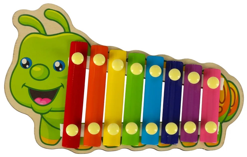 Creative Corner Barevný dřevěný cimbál pro děti housenka