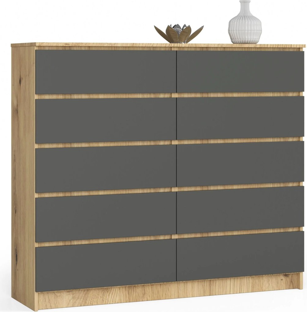 Komoda K140 10SZ dub artisan/grafitová šedá