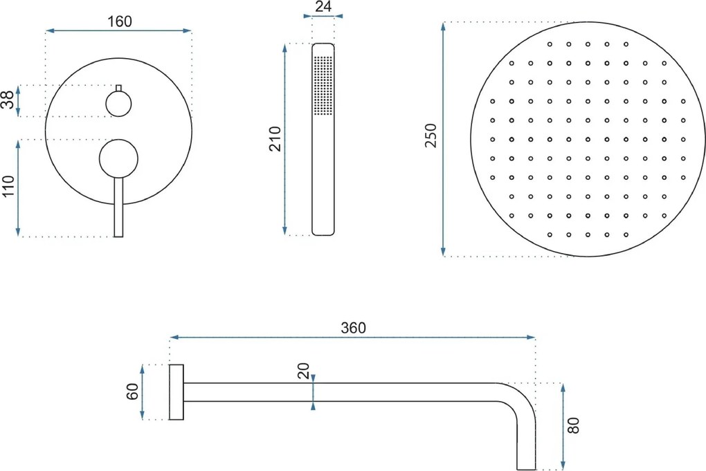 Rea Lungo - Podomítkový sprchový set, černá, REA-P4100