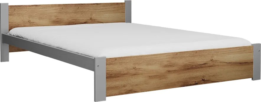 Postel IKAROS 120 x 200 cm, dub artisan/šedá Matrace: Matrace Sommera 18 cm, Rošt: S laťkovým roštem