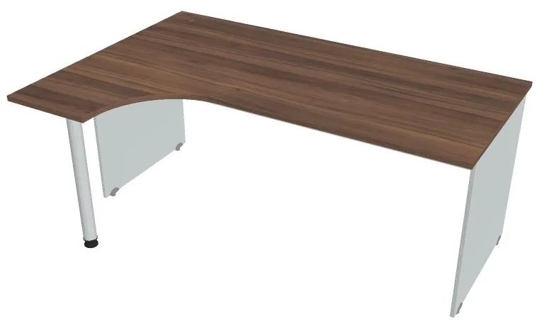 Stůl ergo pravý 180*120 cm - Hobis Gate GE 1800 P Dekor stolové desky: ořech, Dekor lamino podnože: šedá, Barva nohy: stříbrná