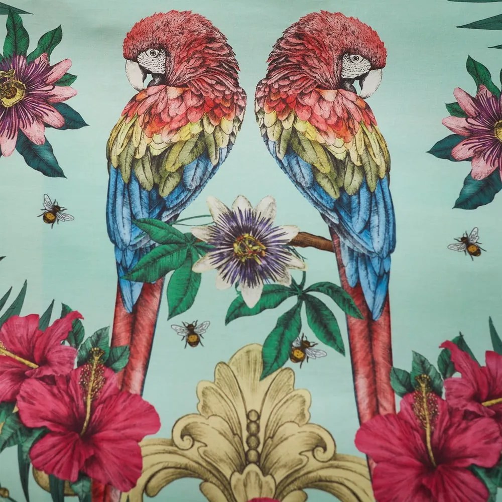 Zelené/modré povlečení na dvoulůžko z bavlněného saténu 200x200 cm Paradise Parrot – Matthew Williamson