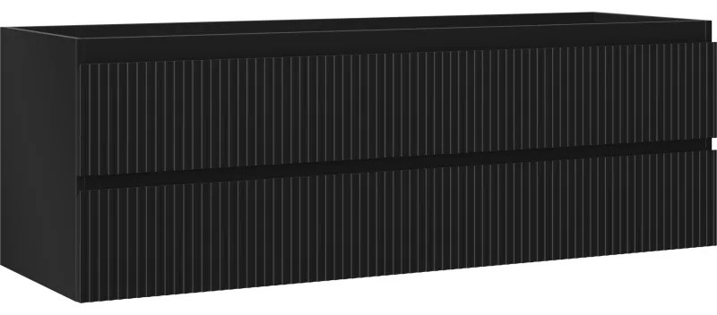 Mexen Rivel skříňka pod umyvadlo 140 cm, 2 zásuvky, rýhovaná, černá mat - 91A20-14047-2-BFF71