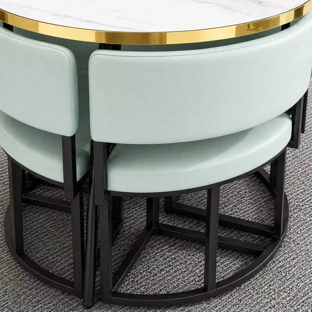 LuxuryForm DESIGN Jídelní set MONTE 4+1 - mint / černý