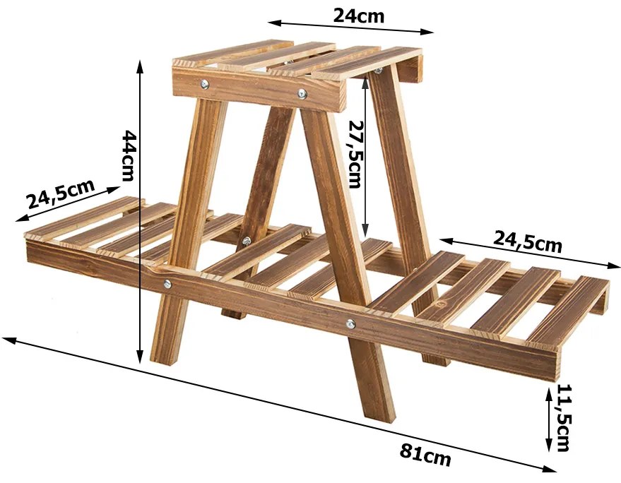 Verk Group Stojan na záhonek dřevěný květináč dvoupatrový regál