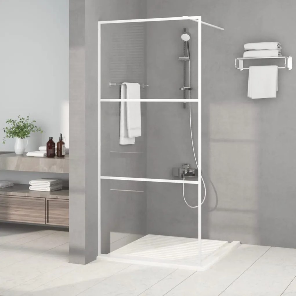 Sprchová zástěna walk-in bílá 90 x 195 cm čiré ESG sklo 152121