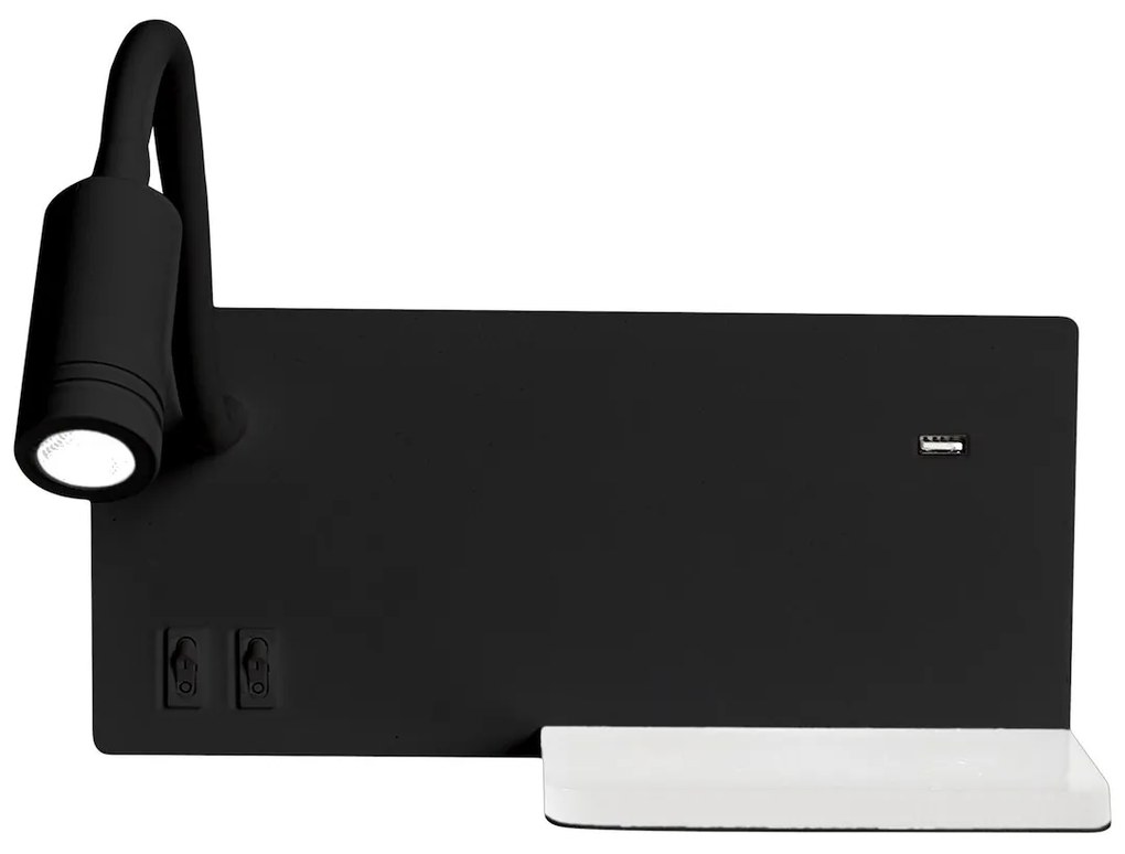 Nástěnné LED svítidlo Shelf, 1x LED 4+5+2w, 4000k, b/w, vypínač