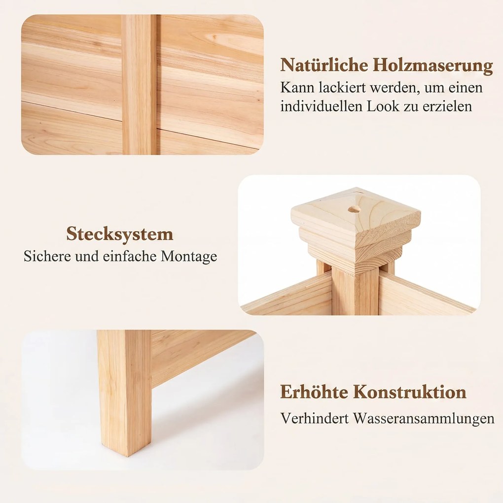 Costway Soukromý plot 2 díly zahradní plot z jedlového dřeva – 119 × 119 cm