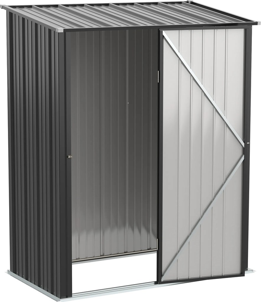 Outsunny zahradní přístřešek 1,34 m² Uzamykatelný zahradní přístřešek se střechou z pozinkované oceli, 161,5x94,5x196cm, černý