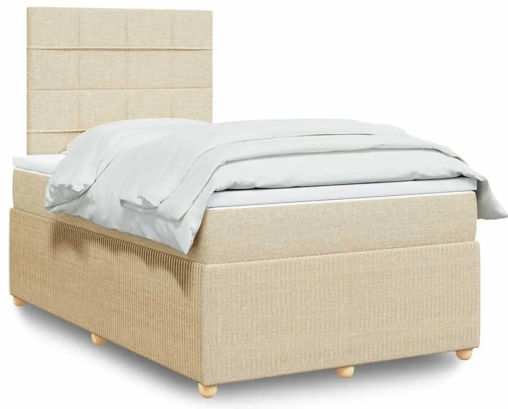 Box spring postel s matrací krémová 120x200 cm textil 3294328