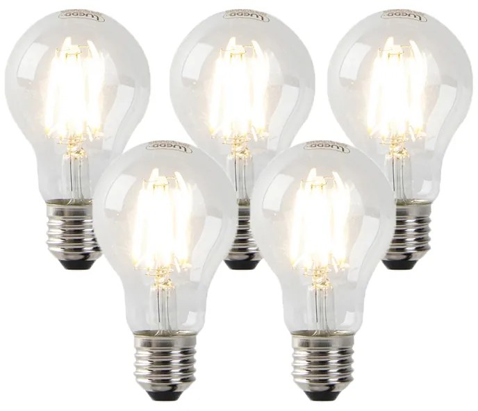 Sada 5 stmívatelných LED žárovek E27 čirých 7W 806 lm 2700K