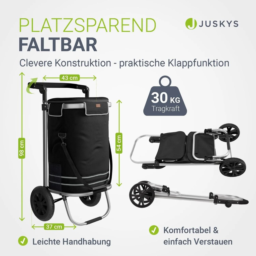 Juskys Nákupní taška na kolečkách 3 v 1, 56 l Barva: šedá