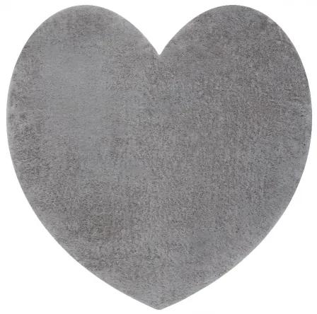 Moderní kusový koberec SHAPE 3105 Srdce protiskluzový vhodný k praní shaggy šedý Rozměr: 80x80 cm
