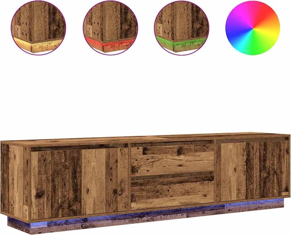 TV skříňka s LED osvětlením starého dřeva 193,5x41x50 cm 3328442