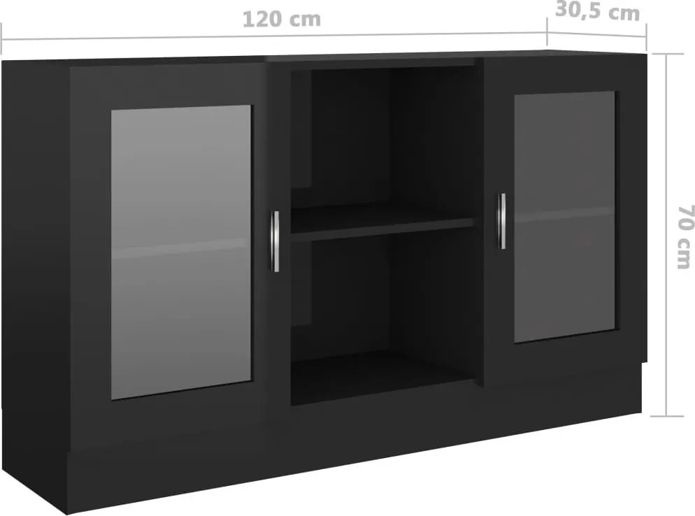 vidaXL Prosklená skříň 120 x 30,5 x 70 cm dřevotříska [815628] Barva: Bílá