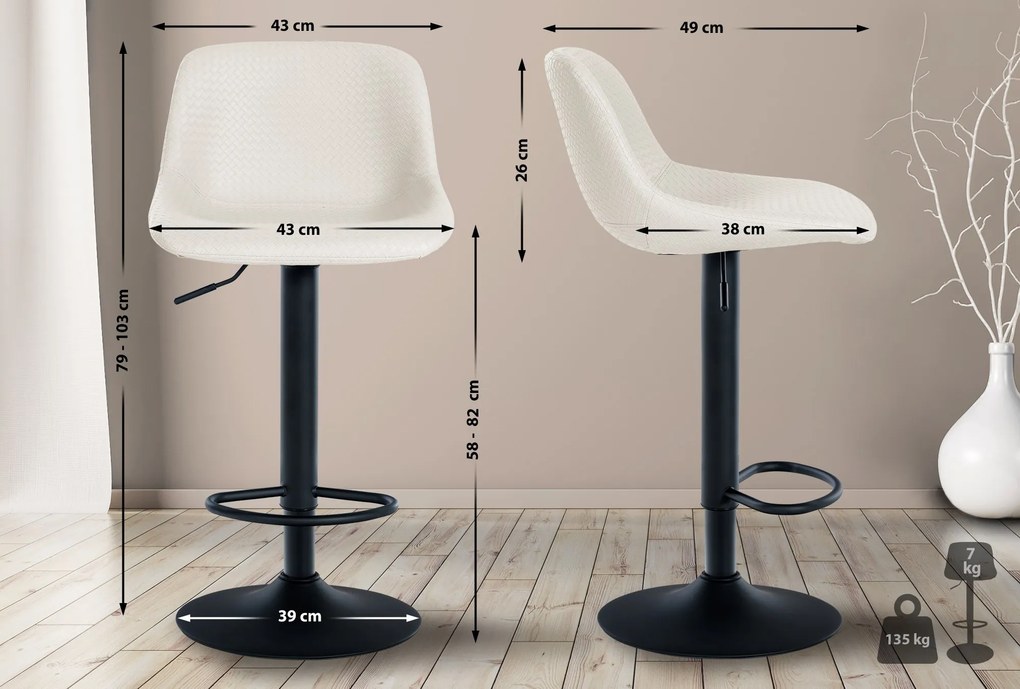 Barová židle Loft umělá kůže – krémová