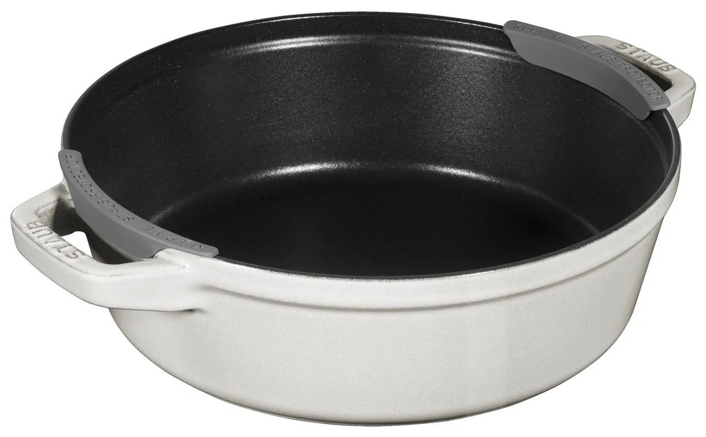 Staub Cocotte 3 dílná sada litinového hrnce, pánve a pekáče 24 cm, bílá lanýžová, 40508-388