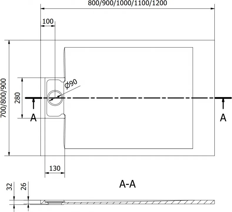 Mexen Otto, SMC obdélníková sprchová vanička 110 x 70 cm, bílá, 4N107011