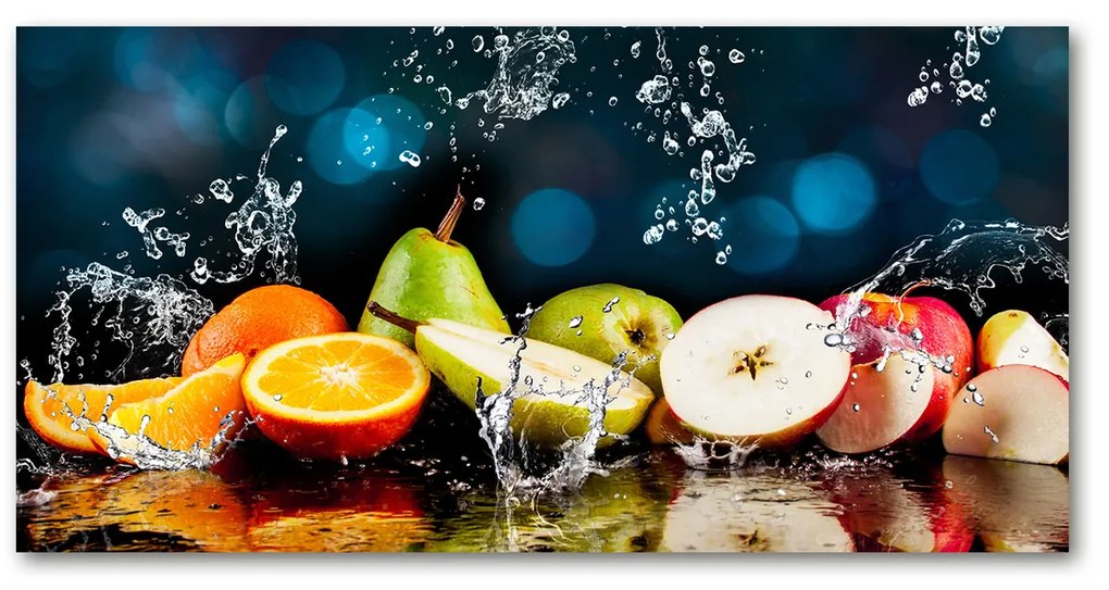 Foto obraz skleněný horizontální Ovoce a voda